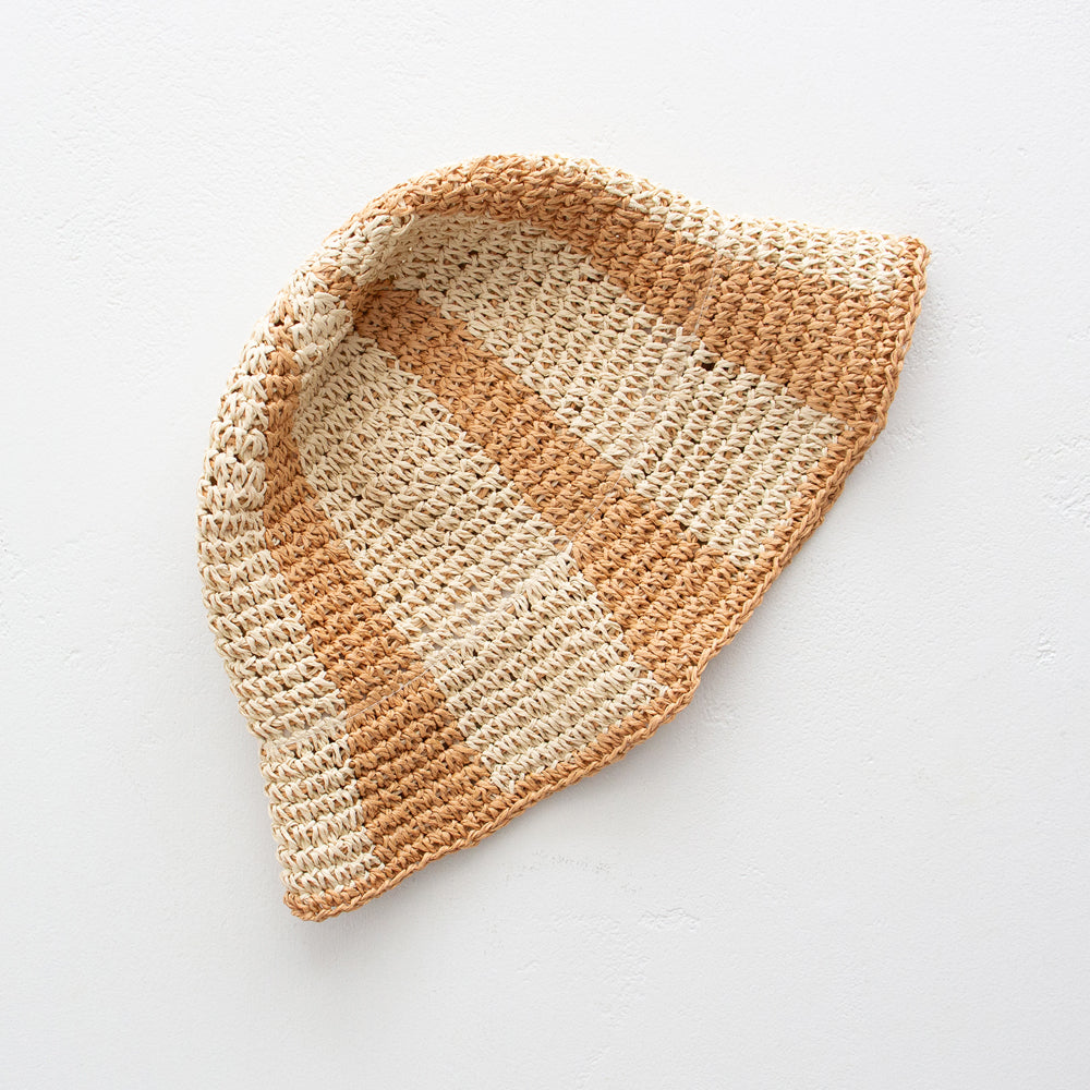 Two Tone Raffia Bucket Hat | Brown | A&C Homestore