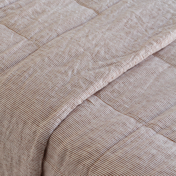 European Linen Quilt | Terracotta Stripe | A&C Homestore
