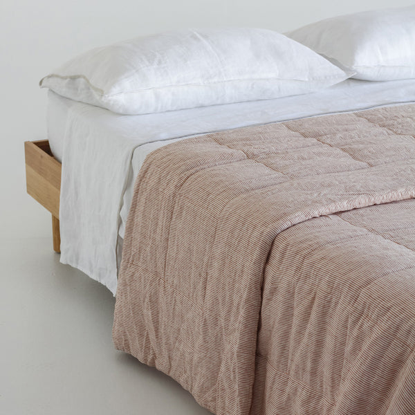 European Linen Quilt | Terracotta Stripe | A&C Homestore