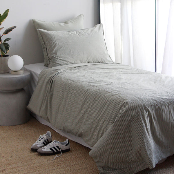 Stonewash Cotton Duvet Set - Pine Mini Stripe, King Single – A&C Homestore